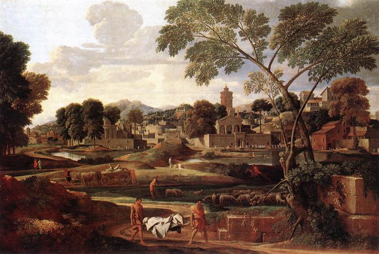 Landscape with the Funeral of Phocion, 1648 - Nicolas Poussin - WikiArt.org