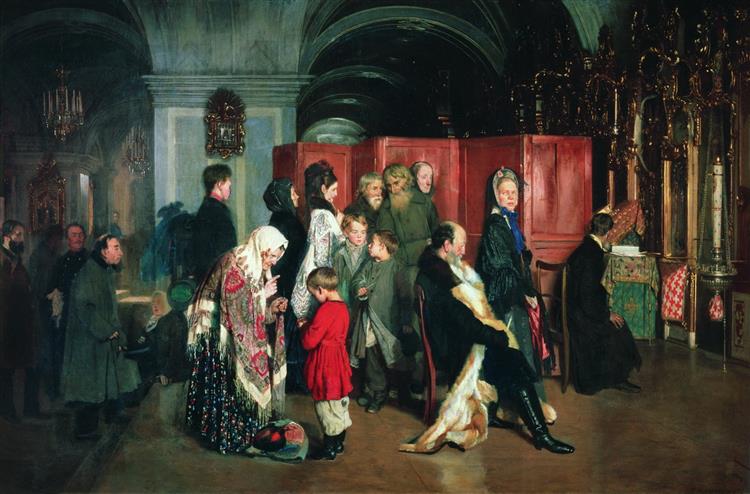 Before Confession, 1877 - Alexei Korzukhin - WikiArt.org