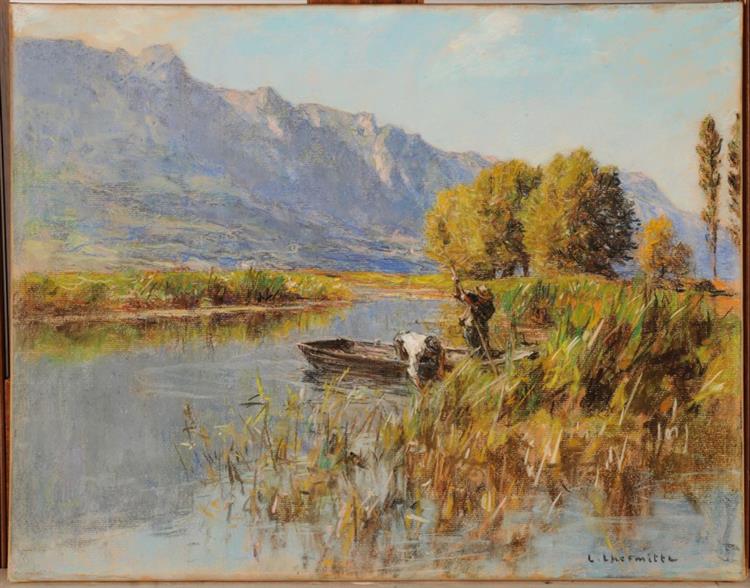 The Dent du Chat at Lac du Bourget, 1901 - Léon Augustin Lhermitte ...