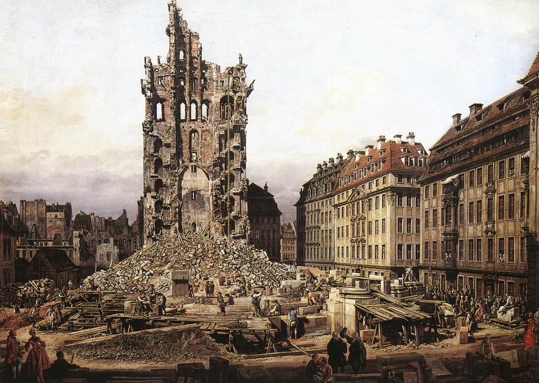 The Ruins of the old Kreuzkirche, Dresden, 1765 - Bernardo Bellotto ...