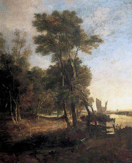 Woodland with a River and Barges with Sails - John Crome - WikiArt.org